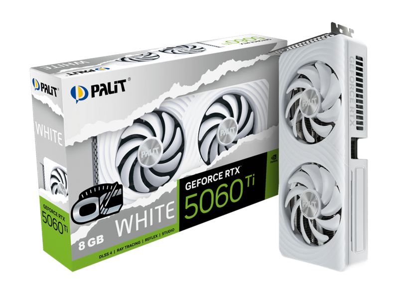 Видеокарта PALIT NE7506TU19P1-GB2062M RTX5060Ti WHITE OC 8GB GDDR7 128bit 3-DP HDMI