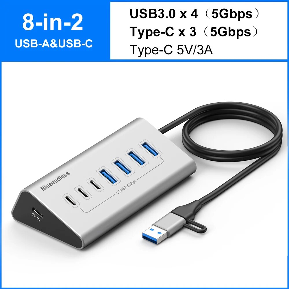 Kebidumei 9-в-2 USB 3.2 концентратор 8-in-2
