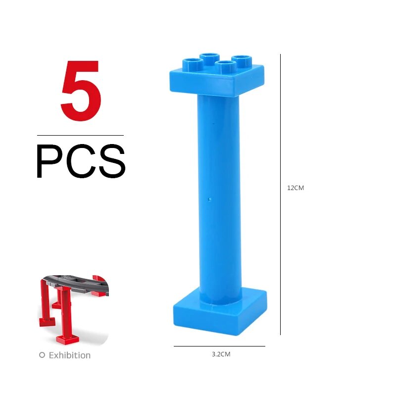 Детский конструктор Tubaba "Железная дорога", совместимый с Duplo Синий, 5pcs blue