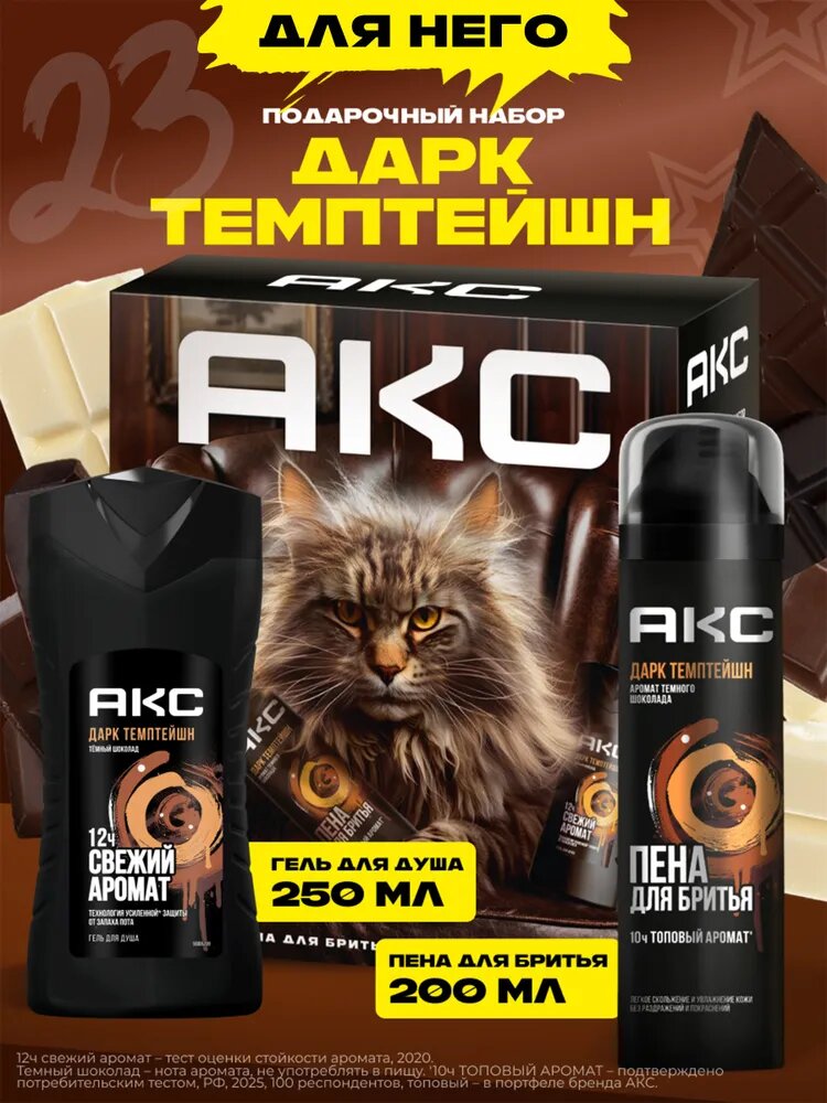 Акс Дарк Темптейшн Подарочный набор для мужчин косметический, гель для душа и пена для бритья, 2 предмета