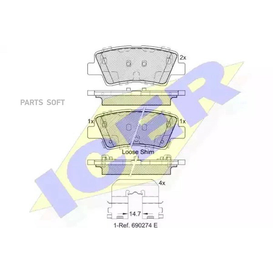 ICER 182036 Колодки торм. диск. задн. Kia Rio III (11-) Huyndai Solaris (10-)