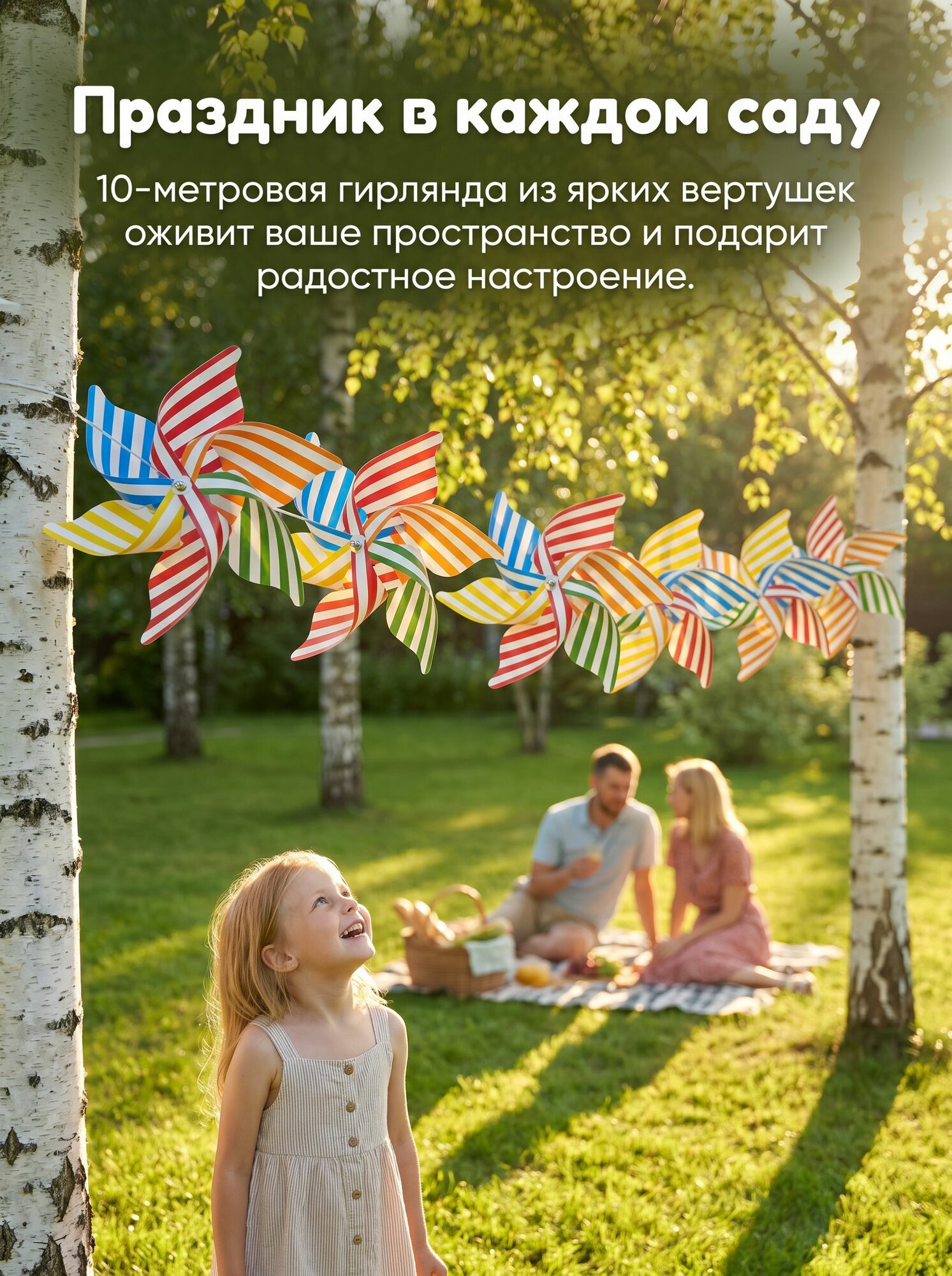 Вертушка для сада d 21см, 10 шт(В подарок трос 10 м)