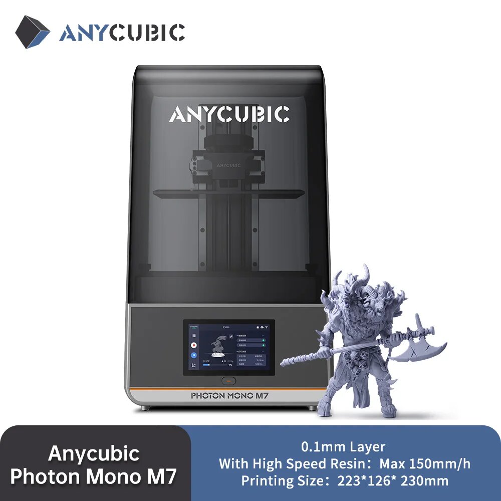 ANYCUBIC Photon Mono M7 14K Модель MSLA 3D-принтера 14K ЖК-дисплей 10 дюймов Силиконовый 3D-принтер Скорость до 150 мм/ч Размер печати 223*126*230 мм