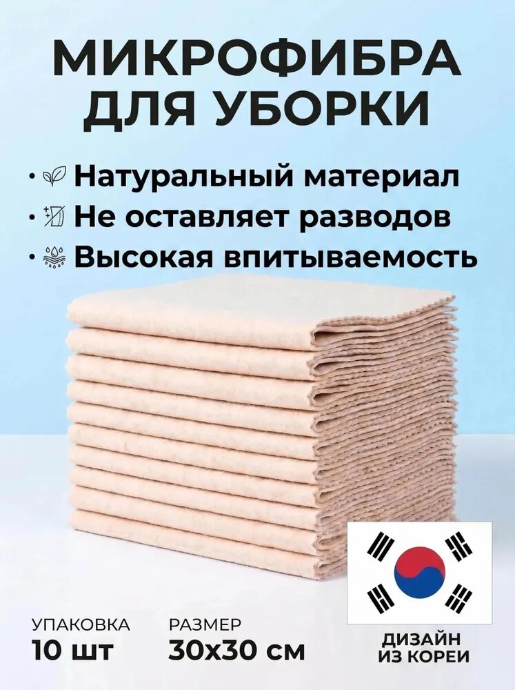 Полотенце кухонное 30x30 10 шт велюровая фактура микрофибра разноцветный