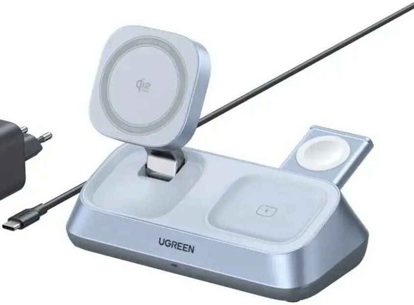 Беспроводное зарядное устройство UGREEN W711, USB-C, USB-C, 25Вт, 3A, серебристый (55677)