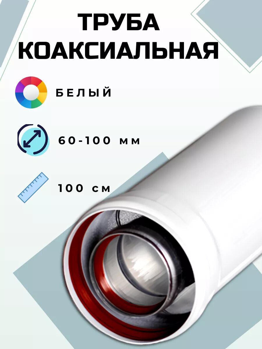 Труба коаксиальная 60/100 мм, длина 1,00 м