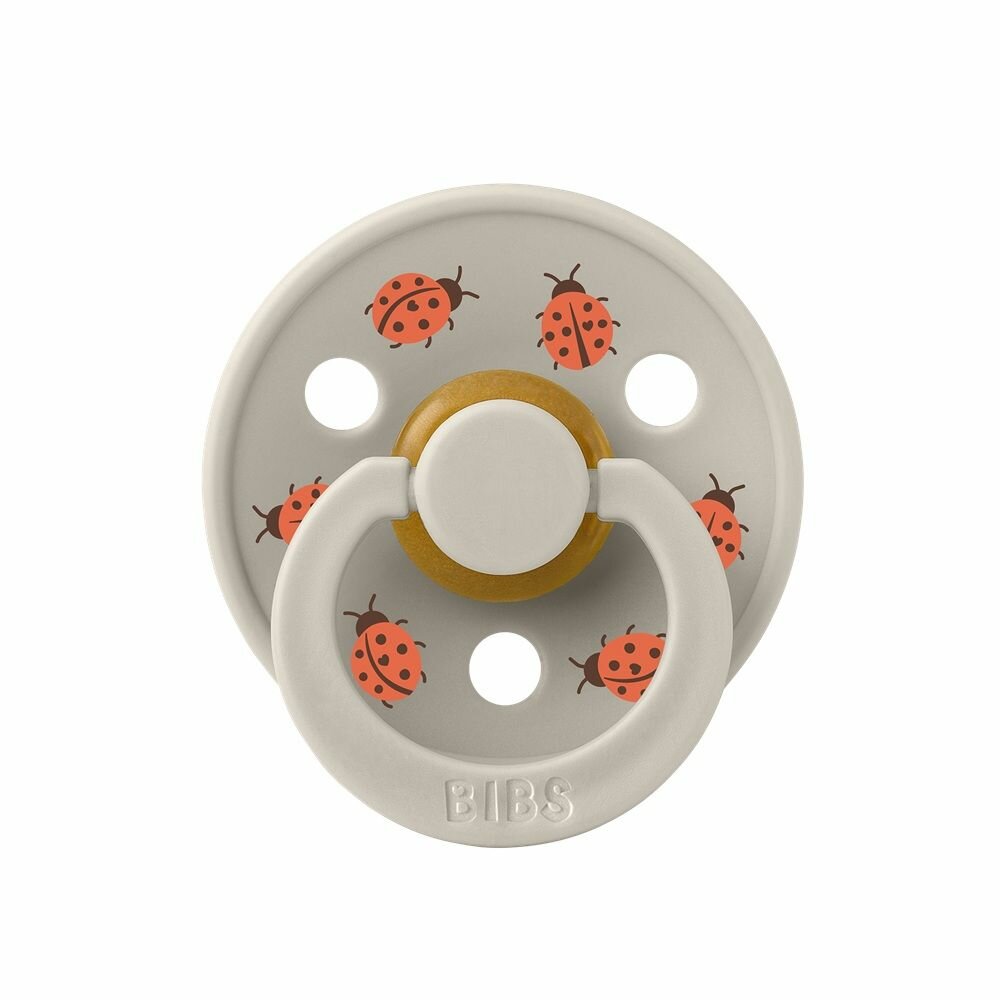 Соска пустышка для новорожденных BIBS латексная классическая Studio Colour Ladybug Friends Sand, 0+ месяцев