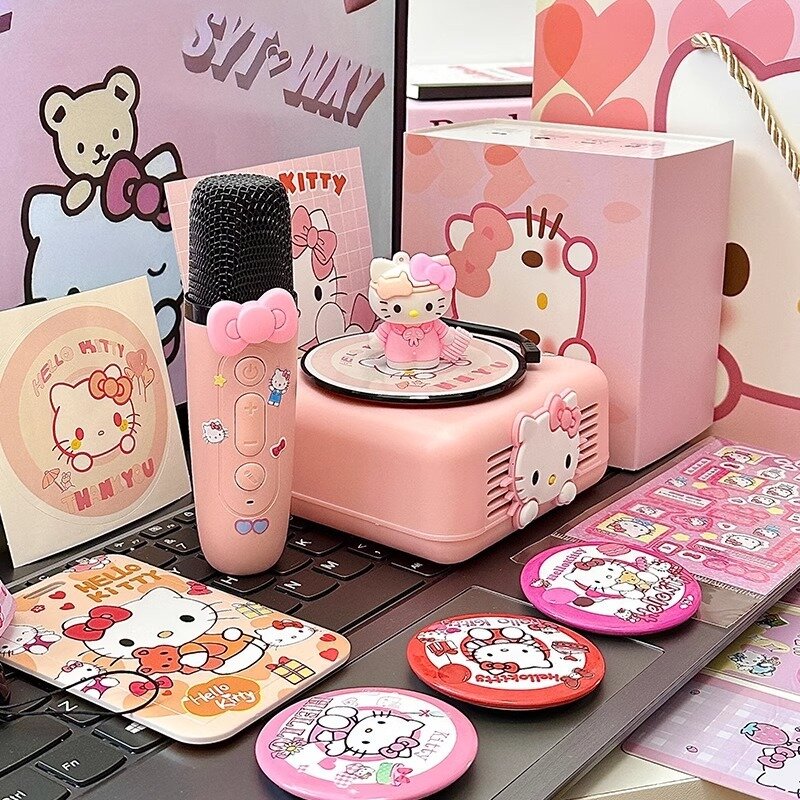 Hello Kitty Премиум Bluetooth Karaoke Speaker с 1 микрофоном Мини-размер Модель H3 Цвет розовый