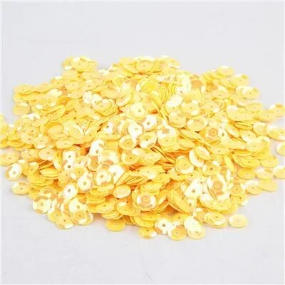 ПВХ блестки для декора 4мм, 5мм, 6мм 20г Желтый, 6mm 20g, AB yellow