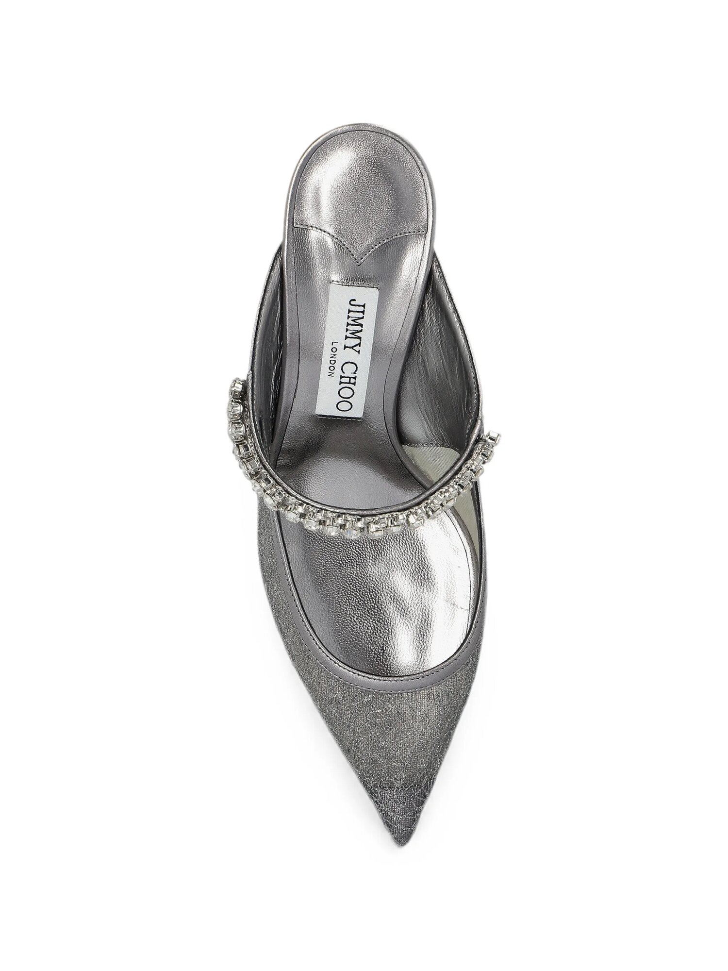 Мюли JIMMY CHOO Bing crystal-embellished mesh mules, размер 36,5, Silver — фото 1