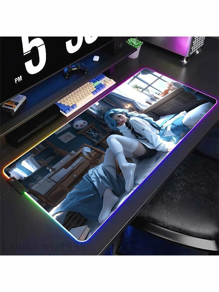 RGB LED JINX Коврик для мыши с игровой клавиатурой, настольный коврик с подсветкой USB, размер 40x90xxl