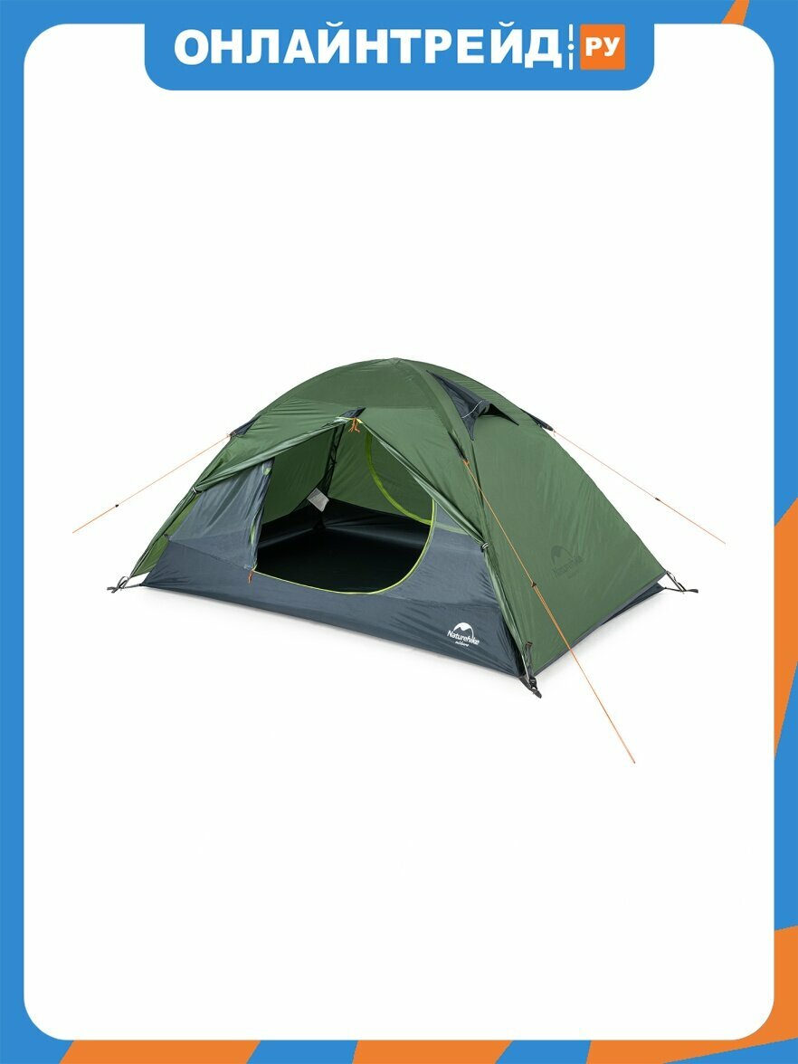 Палатка Naturehike 2-местная, алюминиевый каркас, зеленая NH15Z006-P-2FGR