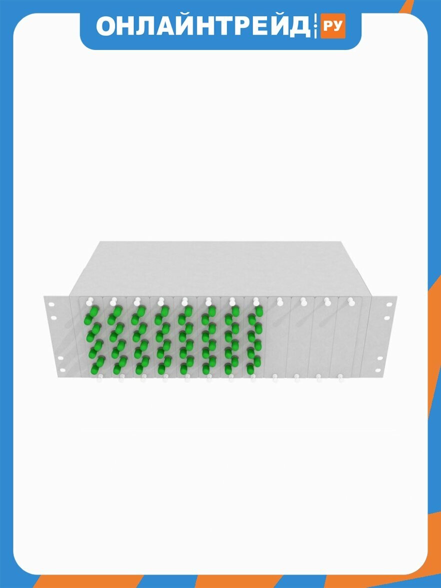Кросс оптический Toplan , стоечный 19", 64 ST/APC адаптеров, SM, 3U, серый, укомплектованный (КРС-Top-3U-64ST/A-OS2-GY)