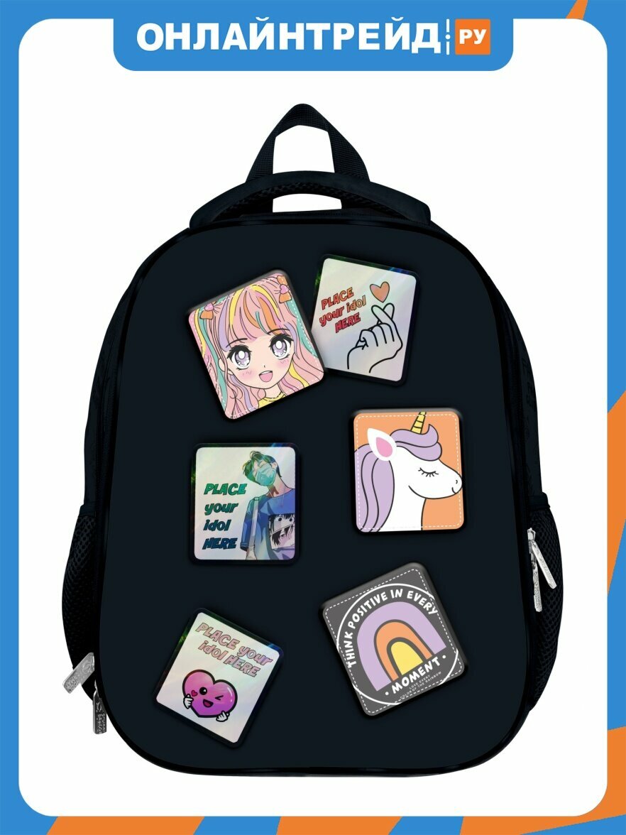 Рюкзак Schoolformat ERGONOMIC LIGHT комикс аниме 21 л черный 38х29х19 жестк. каркас 2 отделение молния держатель для карточек брелок кармашки