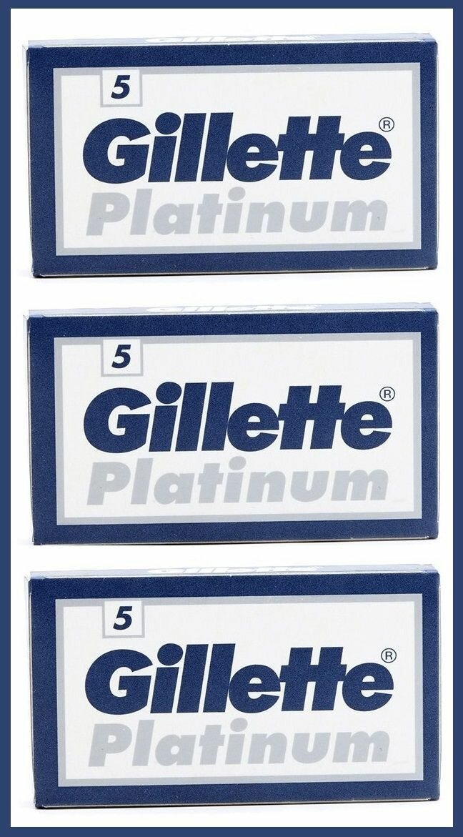 Двусторонние лезвия для Бритвы Platinum / Платинум, классические, для T-образных бритв и шаветок, 3 упаковки по 5 шт лезвия для бритья лезвия для T-образных бритв классические лезвия платиновое покрыт