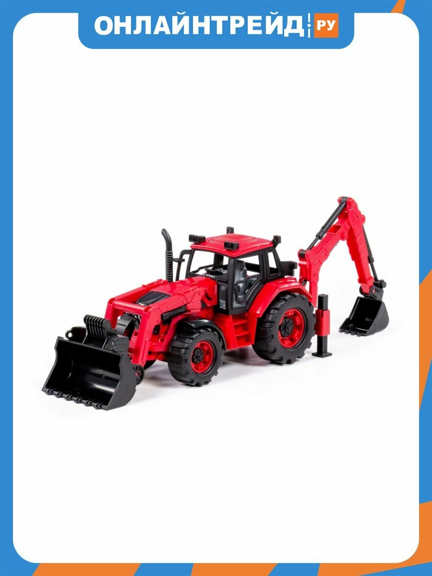Игрушка инерционная Полесье 91857 Трактор BELARUS с экскаватором и погрузчиком
