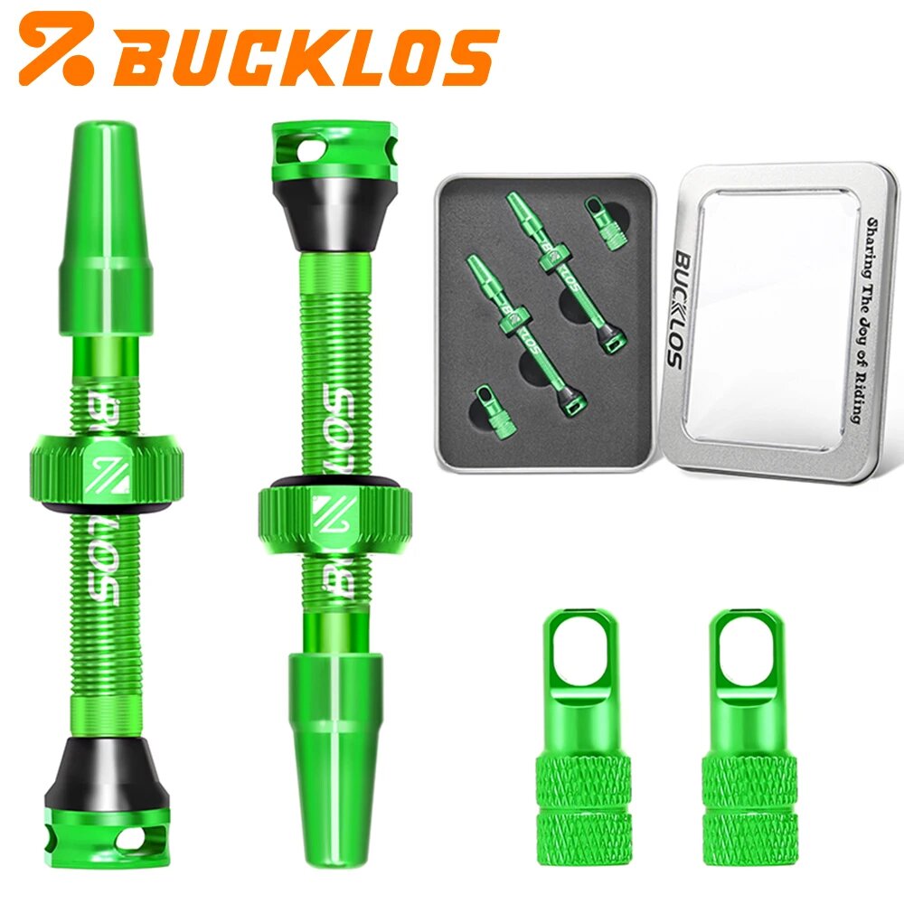 BUCKLOS Бескамерные клапаны Presta 40/44 мм Зеленый, 40MM-GREEN