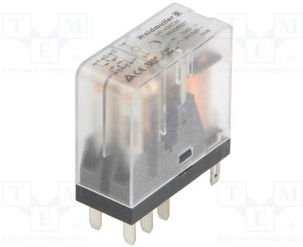 Weidmuller 7760056327 DRI424730 Исполнение: D-SERIES DRI, Реле, Количество контактов: 2 Переключающий контакт AgNi, Номинальное напряжение: 230 В AC, Ток: 5 A, Втычное соединение (7760056327)