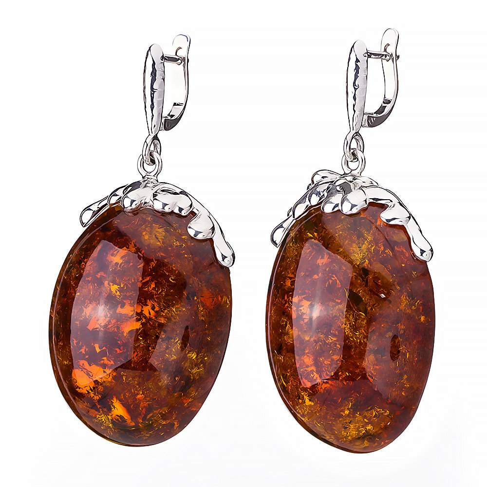 Серьги Amberprofi, серебро, 925 проба, янтарь