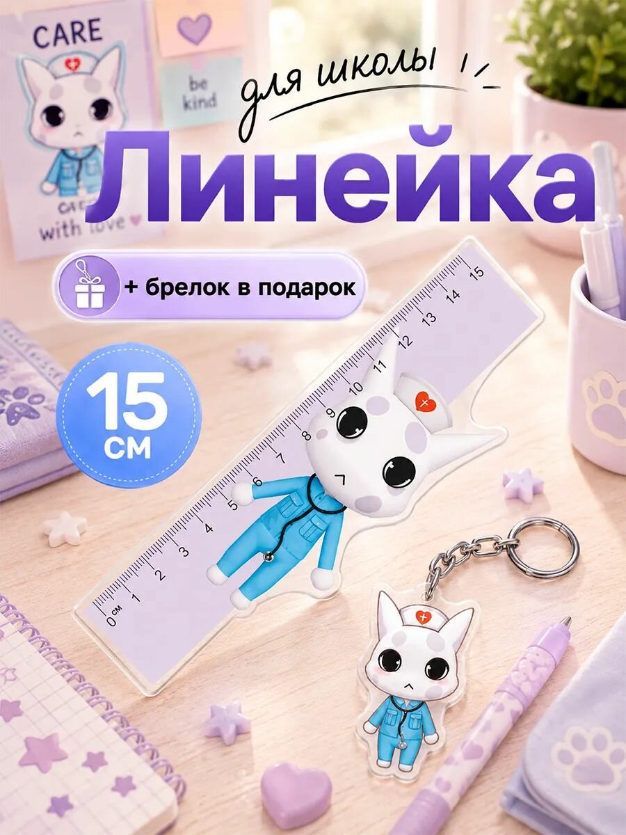 Канцелярия для школы линейка Больница для животных roblox
