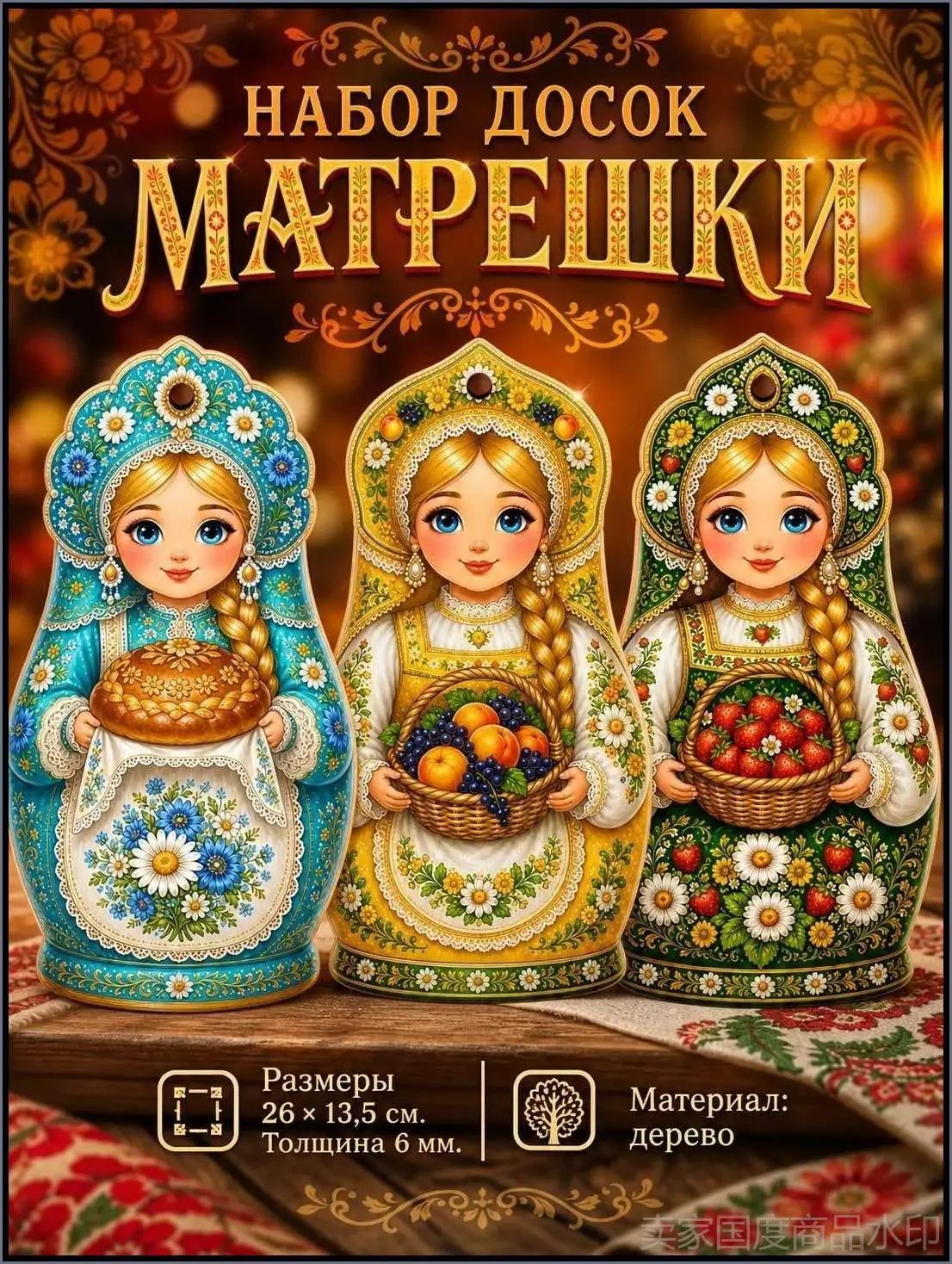 Набор досок матрешки 3