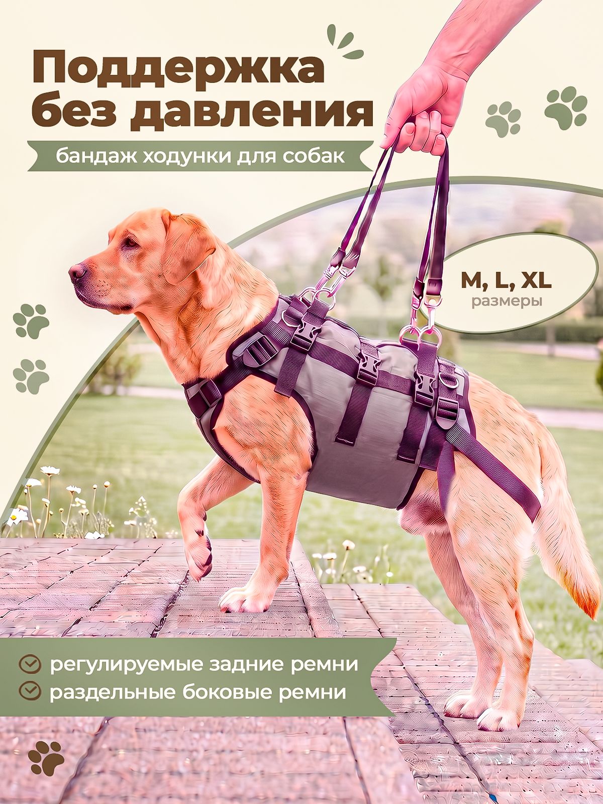 Полная поддержка для собак. Ходунки для собак, пожилых и травмированных. Размер M