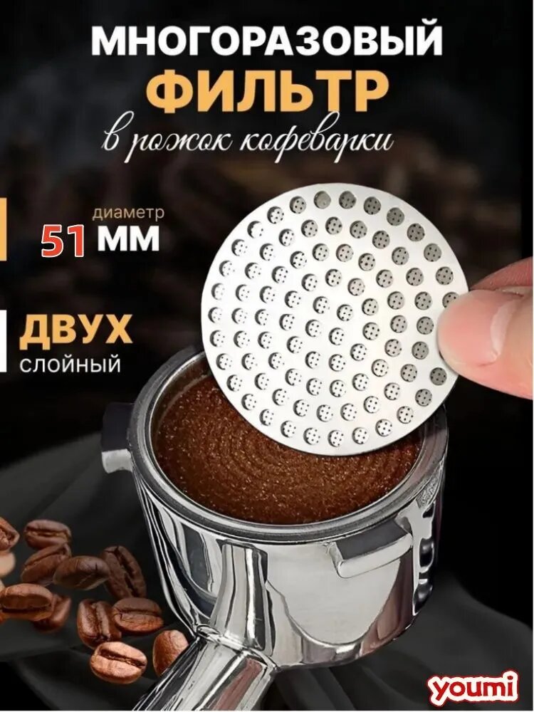 Фильтр в рожок кофеварки многоразовый 51 мм-1 шт