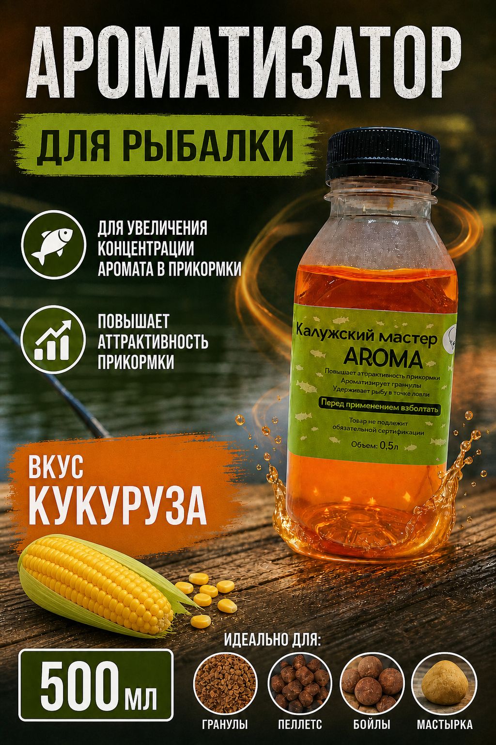 Жидкий ароматизатор для рыбалки кукуруза