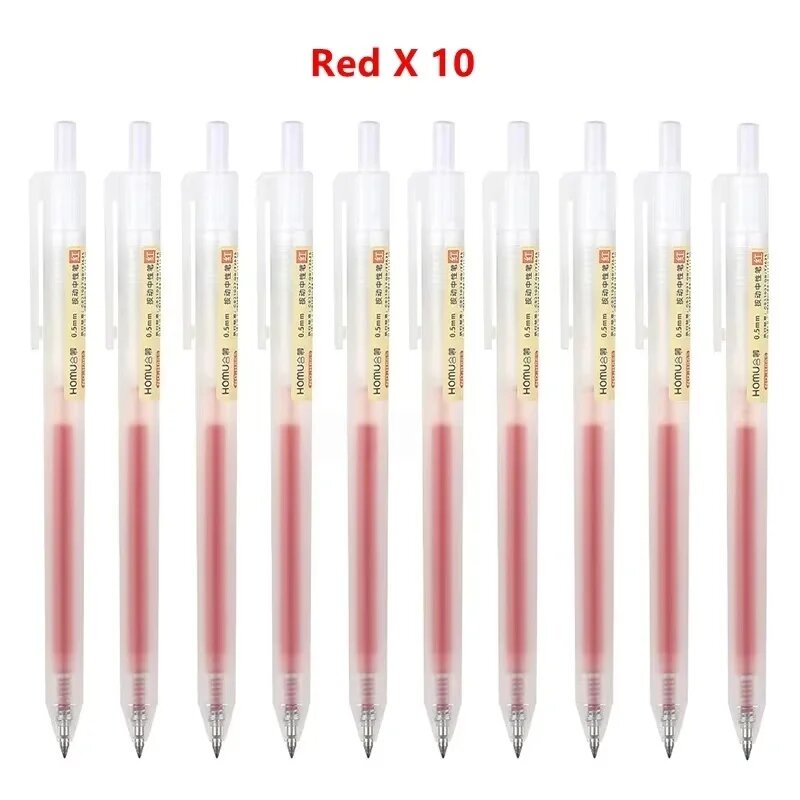 Гелевые ручки, набор из 10 штук, черные/синие чернила Красный, Red-10 Pen