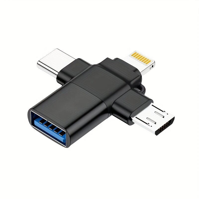 Считыватель карт памяти для смартфонов с разъемами Lightning, Type-C и Micro USB, черный