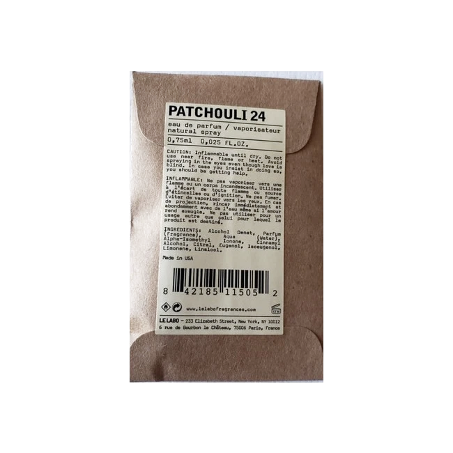 Ле Лабо Пачули 24 парфюм миниатюра 0.75 мл / Le Labo Patchouli 24 унисекс пробник