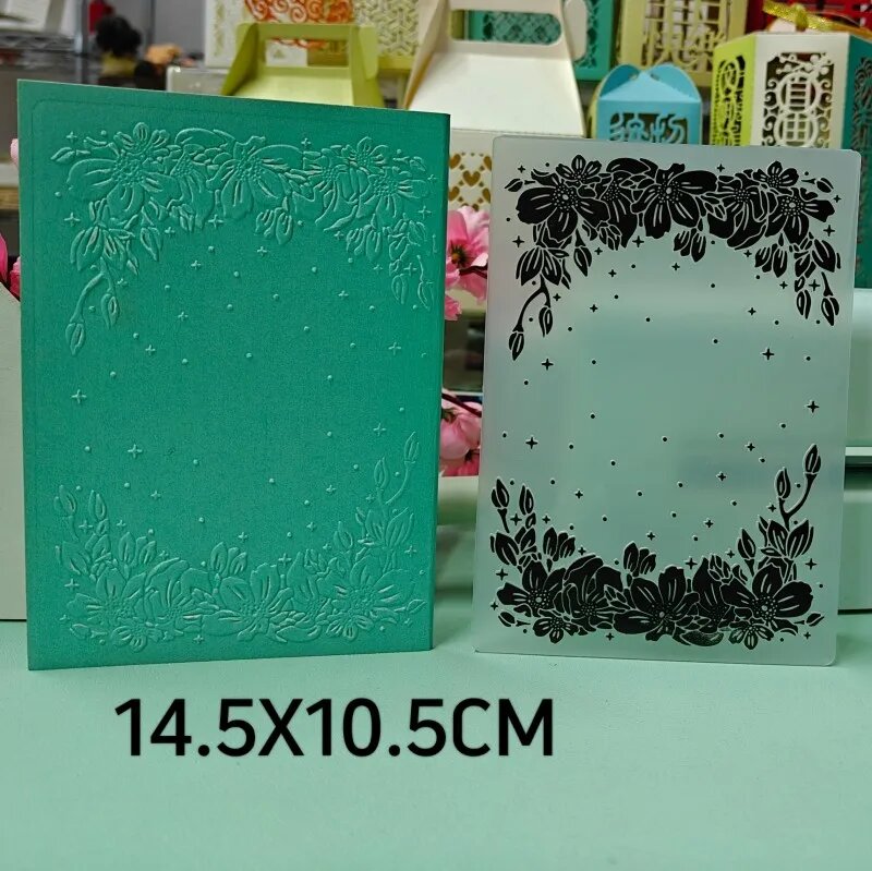 Пластиковая папка для тиснения DUOFEN, 14.5x10.5см, изумрудный, фиолетовый