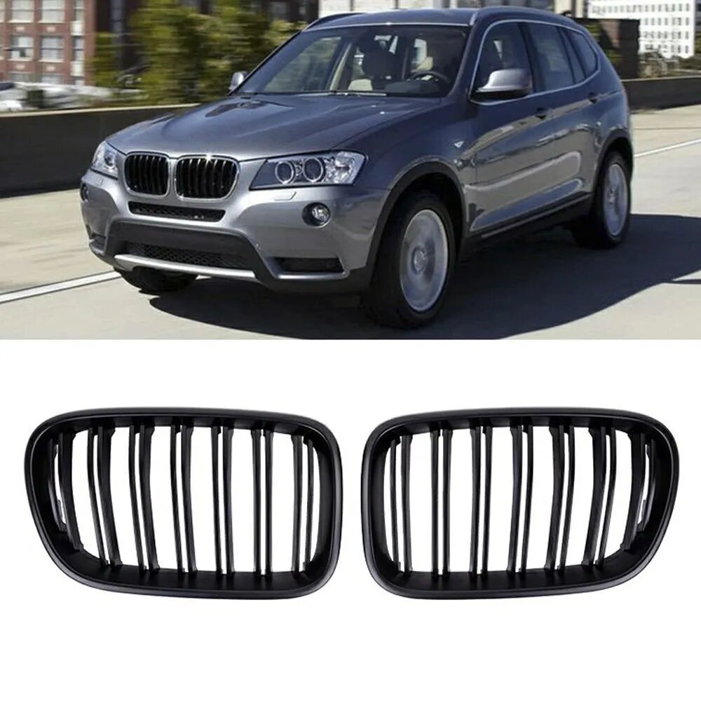 Решетка радиатора (ноздри) для BMW X3 F25 2011-2013 двойные ребра черный, новые аксессуары