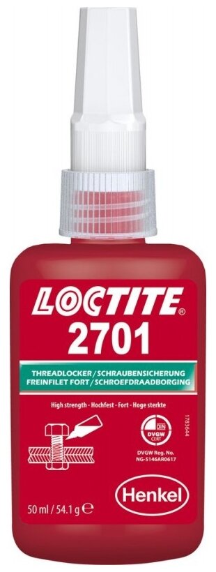 Loctite 2701 50 мл Высокотемпературный фиксатор резьбовых соединений сильной фиксации неразъемный зеленый, Китай