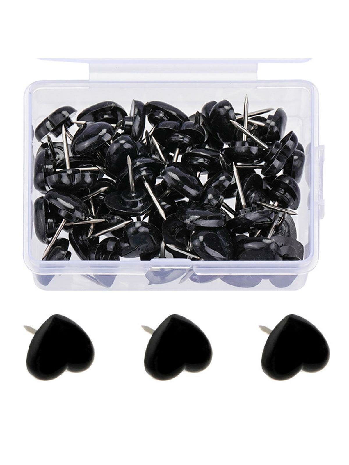 Пробковая доска с канцелярскими кнопками и булавками для заметок, 50 черных