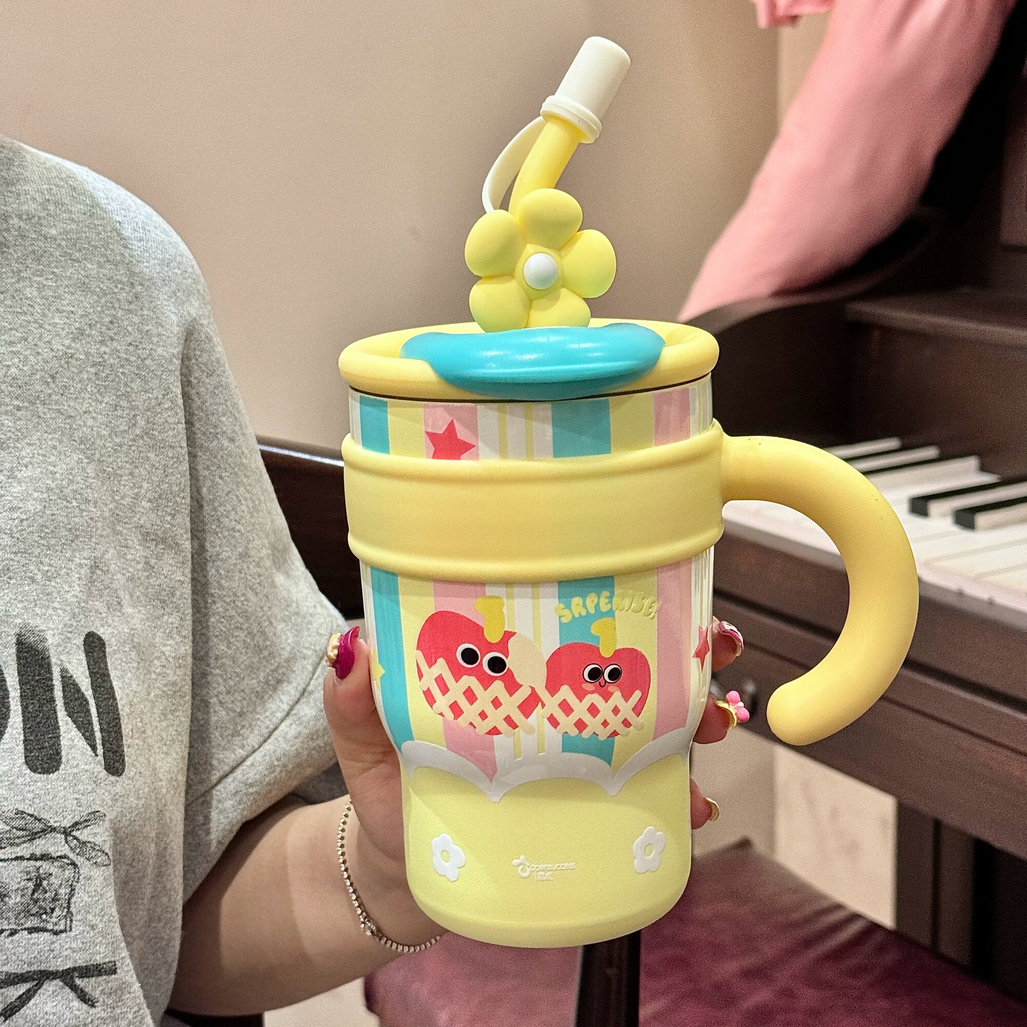 Термос-кружка для кошек, гигантская кружка для льда большой емкости, милая студенческая кружка для воды из нержавеющей