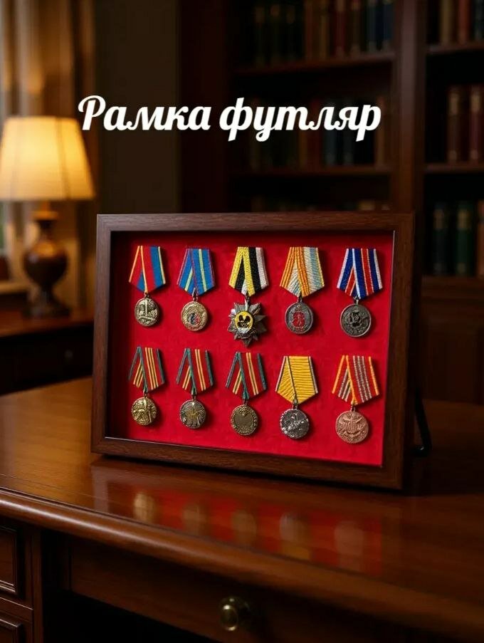 Рама планшет ручной работы для медалей, орденов и нагрудных знаков, ярко красная