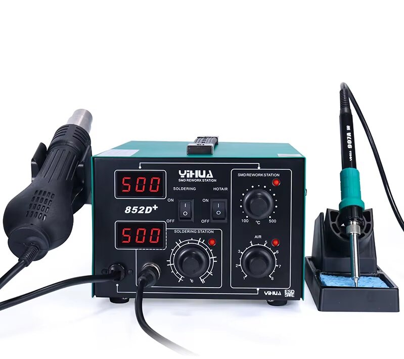 Паяльная станция с паяльником и термофеном YH 852D+PUMP YIHUA, Мощность: ≤700Вт, Температура: 100°C-500°C