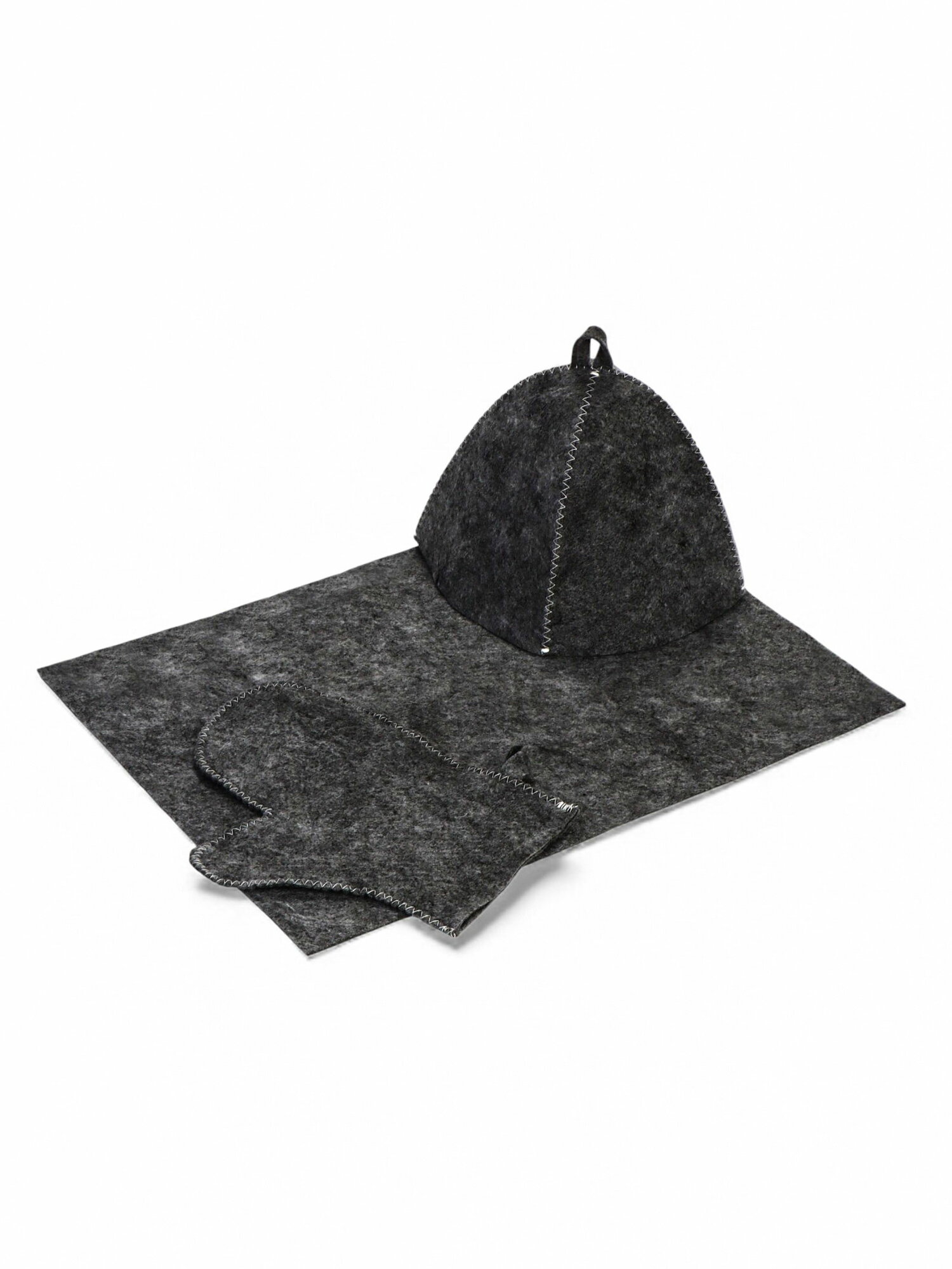 Набор для бани, 3 предмета: шапка, рукавица, коврик, серый, возраст: взрослый