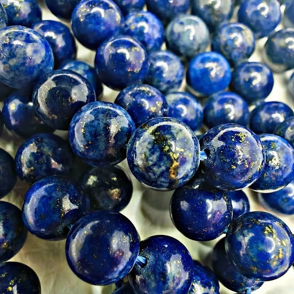 Лазурит бусины шарик 8 мм, 36-38 см/нить, около 46 шт, для браслетов, бус, украшений