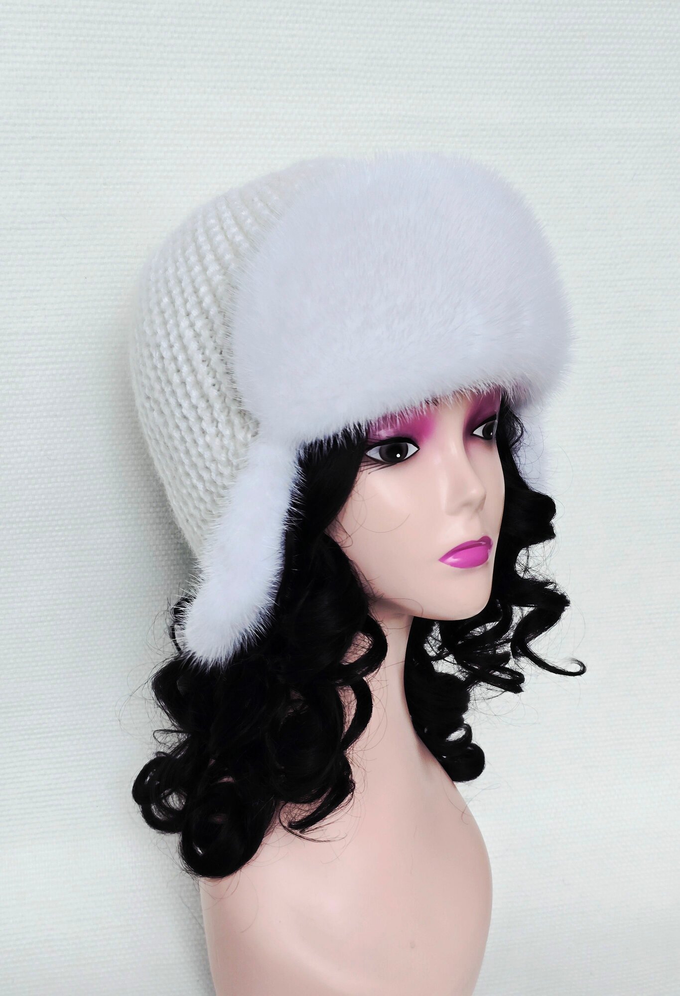 Шапка-ушанка мех норки для женщин