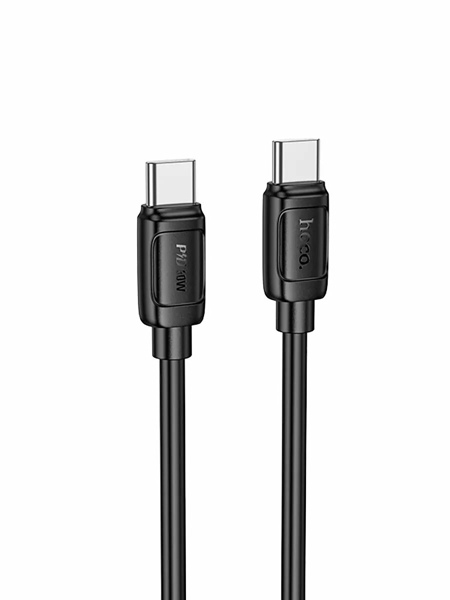 Кабель Hoco X115 Type-C to Type-C, 60W, 3А, 1 метр, черный / провод с быстрой зарядкой для Android, iPhone с USB-C (15, 16, 17)