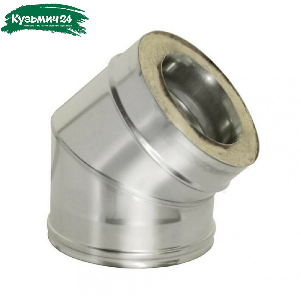 Отвод (угол) дымохода 150х230 мм, угол 45 гр, сталь 0.5 мм, сэндвич-конструкция, 1 шт.