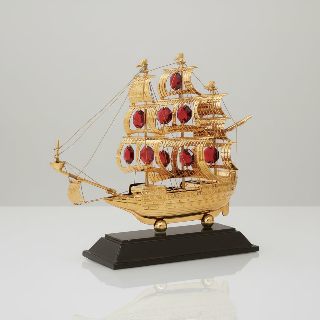 Фигурка Парусник бол. на подставке с цв. кр. A10557 Crystal Temptations, Металл, кристалл