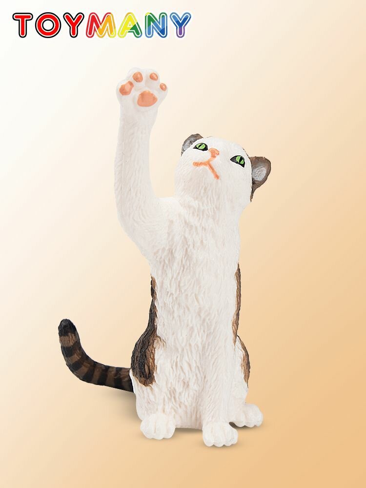 Toymany фигурки домашних животных, Мини-полосатый и белый кот, подарок для детей котик для детей полосатый белый мини фигурка игрушечный кот подарок малышам