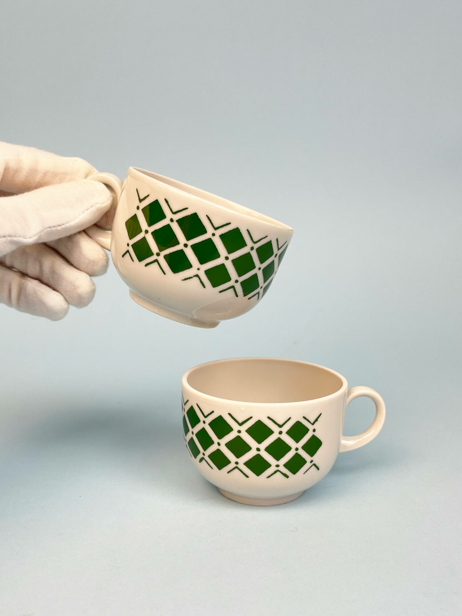 Пара кофейных чашек "Ромбы" Дулёво/ винтаж СССР