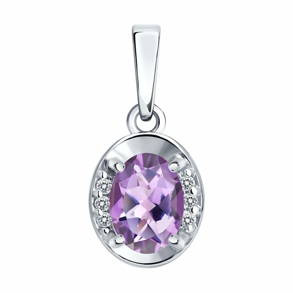 Подвеска, серебро, 925 проба, фианит, аметист