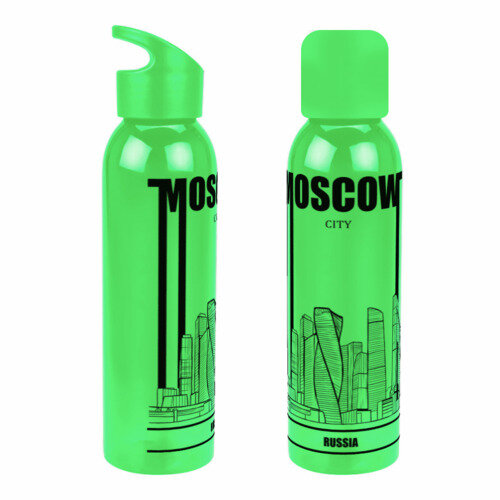 Бутылка для воды «Москва сити. Moscow city. Россия. Russia» (зеленое яблоко)