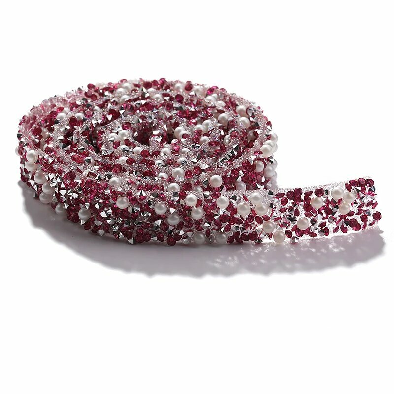 Самоклеящаяся лента со стразами, Бордовый, Rose ZZ, 1,2 см