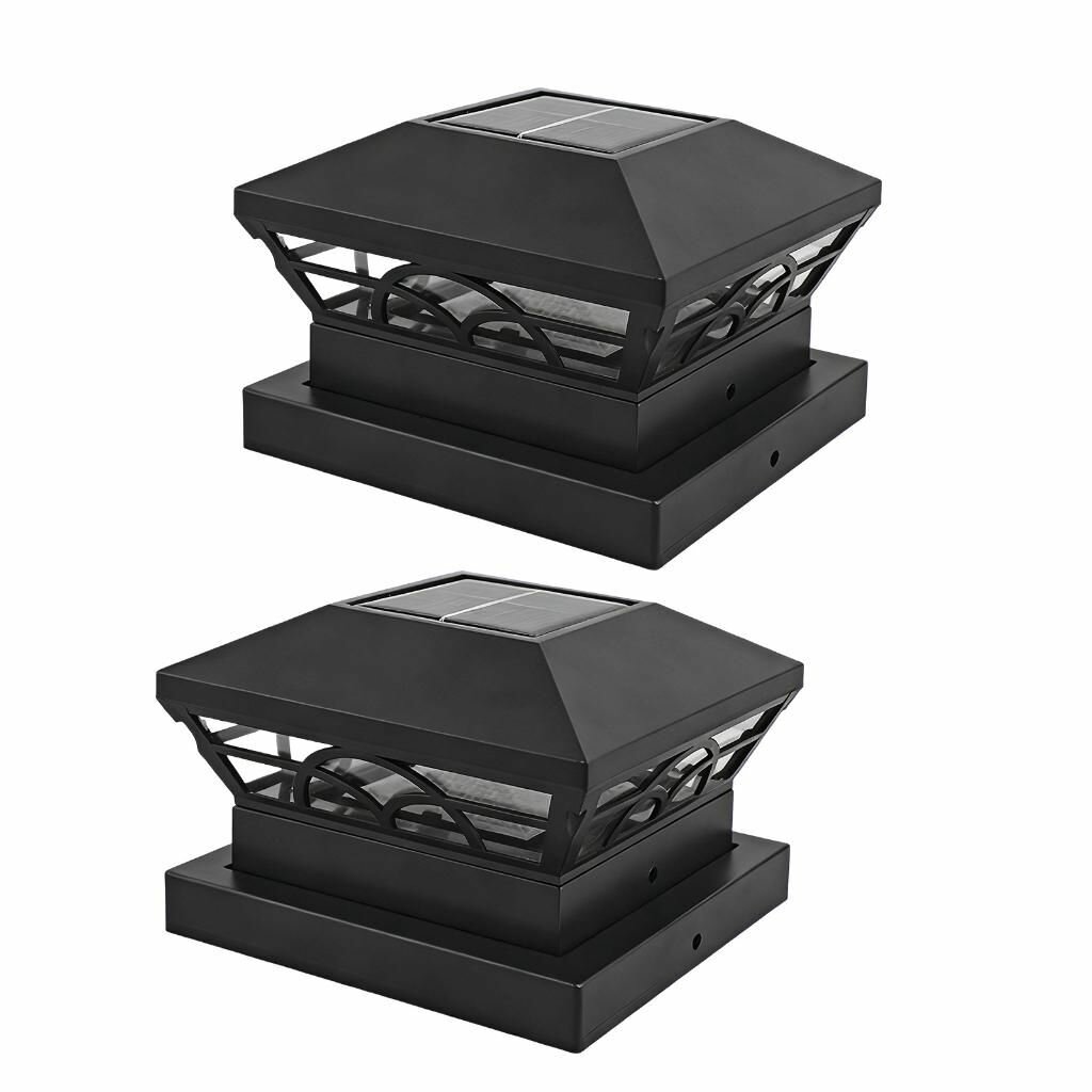 Солнечный столбовой светильник с автоматическим датчиком, устойчивый к погодным условиям, для садовых колонн, Узор - 2 Упаковки